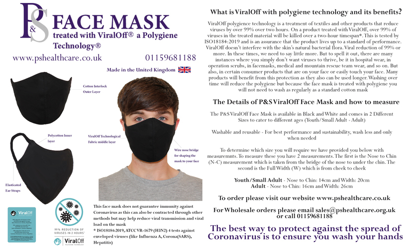 P&S Face Mask with ViralOff Technology - Single Item - Please choose ...